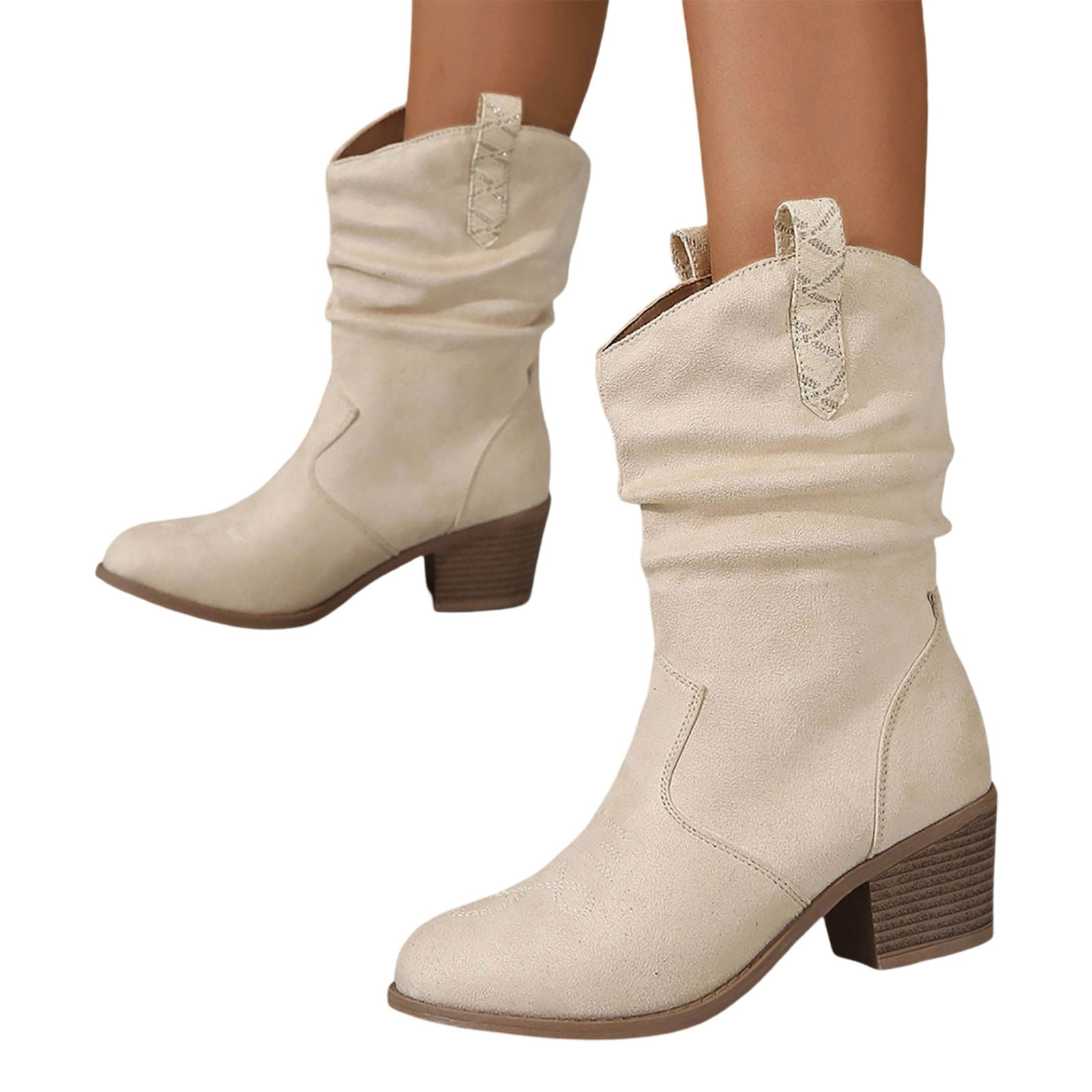 Click here for Zmoon Womens Suede Cowboy Boots Half Boots Low Boo... prices