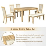 Churanty Rustic Solid Wood Table Dining Set for 6, Rectangular Kitchen ...