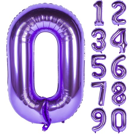 40 Inch Purple number Helium Foil Birthday Party Digit Balloons (Purple ...