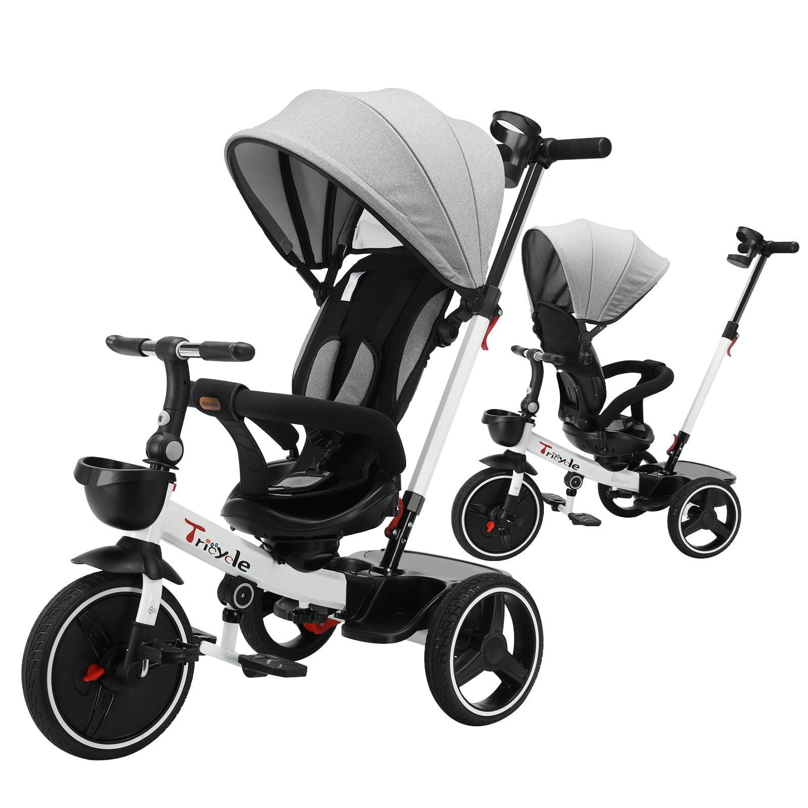 Free Shipping Gymax Blue Baby Stroller Tricycle Detachable Learning Toy Bike Walmart