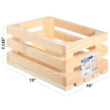Unfinished Wood Slatted Crate, Brown, 7.15" High x 10" Wide x 15" Deep ...