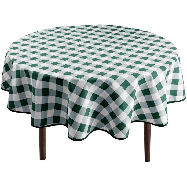 Hiasan Checkered Round Tablecloth 50 Inch - Waterproof Stain and ...