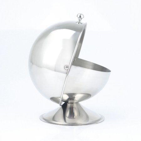 SHAR Primary color stainless steel Sugar bowl with rolling lid, shiny ...