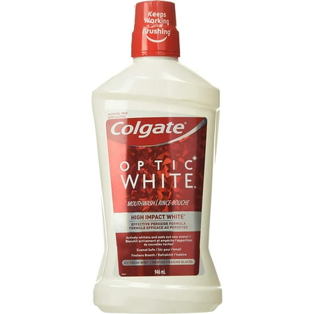 Colgate Optic White Mouthwash, Alcohol Free Icy Fresh Mint, 946 mL ...