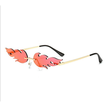 Fire Flame Sunglasses, Rimless Eyeglasses Wave Glasses Fire Shape Metal ...