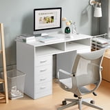 FCH Wood Computer Desk Office Black White Laptop PC Work Table with ...