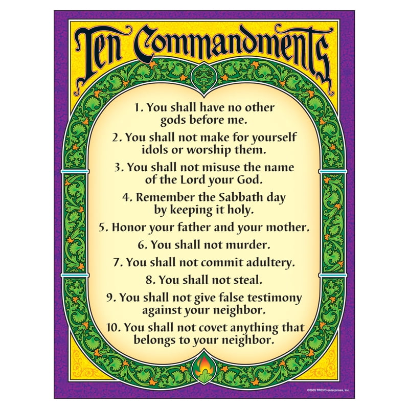 (6 Ea) Learning Chart Ten Commandments - Walmart.com