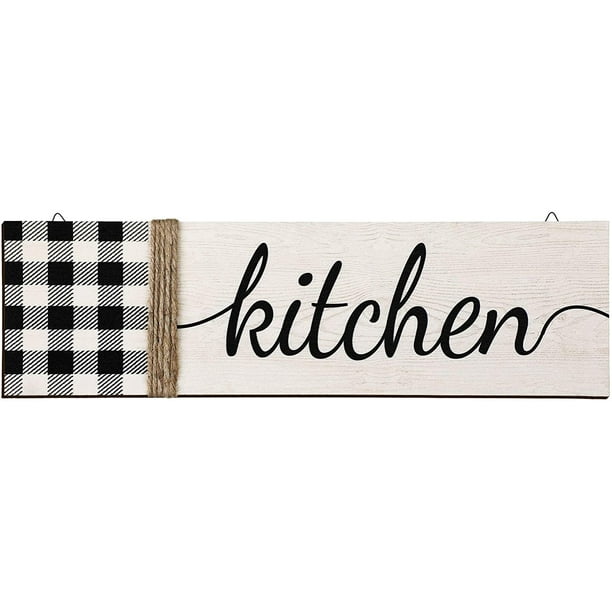 Buffalo Kitchen Wall Decor, Rustic Buffalo Plaid Wooden Wall Sign ...