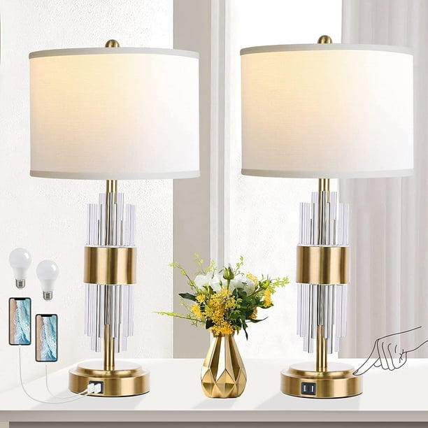 Rottogoon 25.5" Modern Table Lamp for Living Room Gold Metal Touch ...