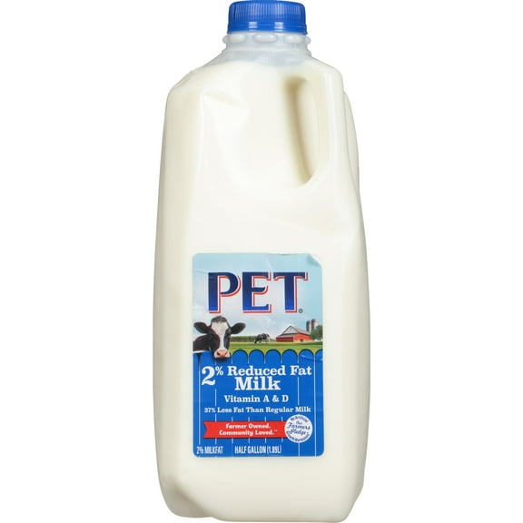Great Value Milk 2% Reduced Fat Half Gallon 64 fl oz Jug with Calcium ...