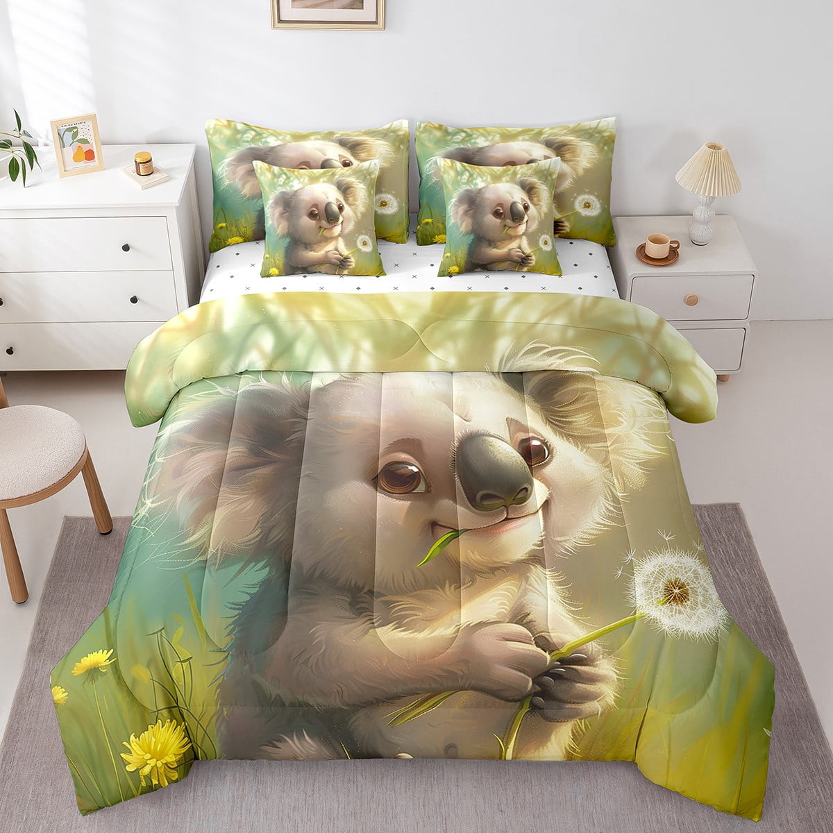 Click here for Yst Cartoon Koala Twin Comforter Set Botanical The... prices
