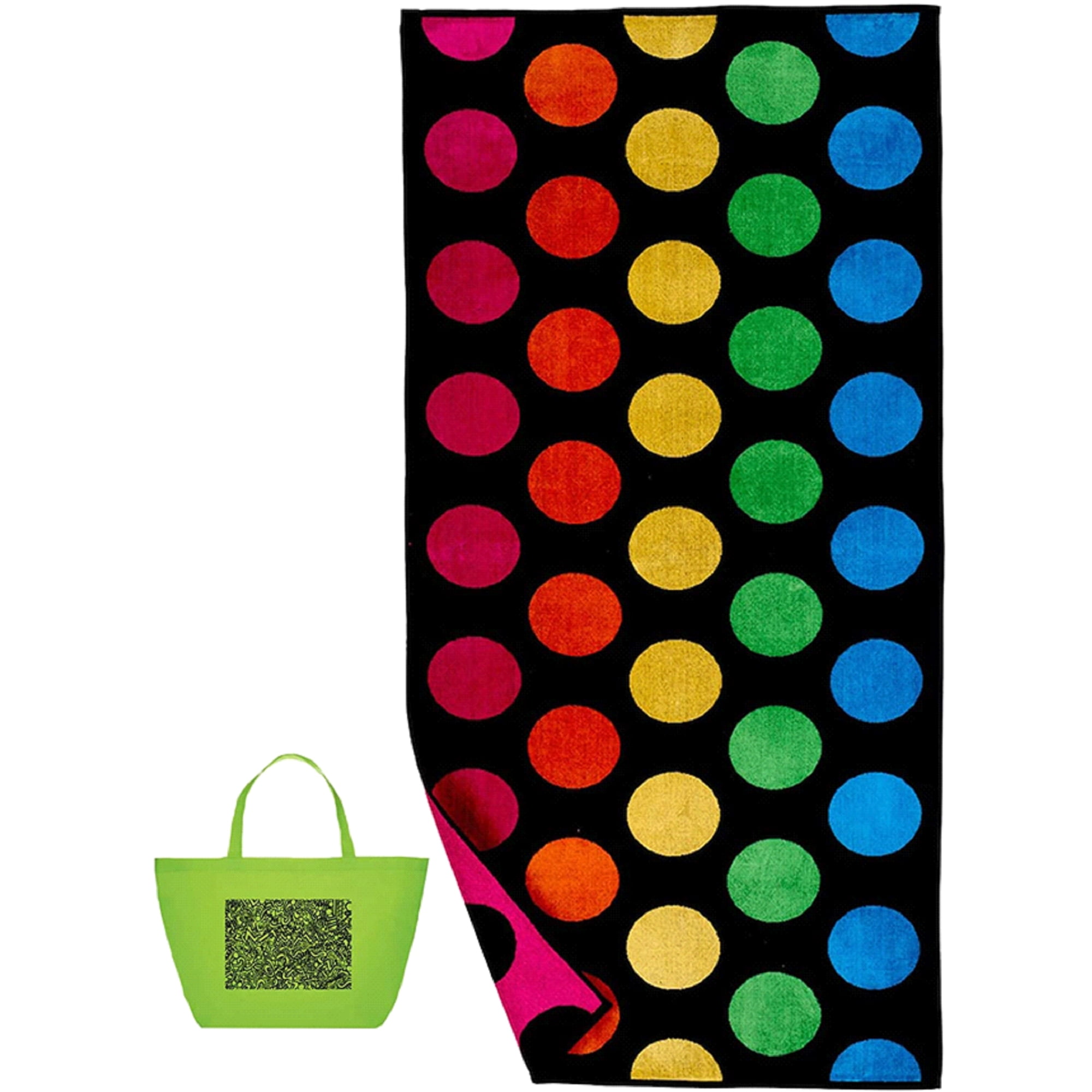The Big One Black with Polka Dot Beach Towel & Doodle Tote - Walmart.com