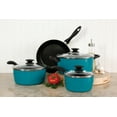 Sunbeam Armington Teal Cookware Set, 7 Piece - Walmart.com
