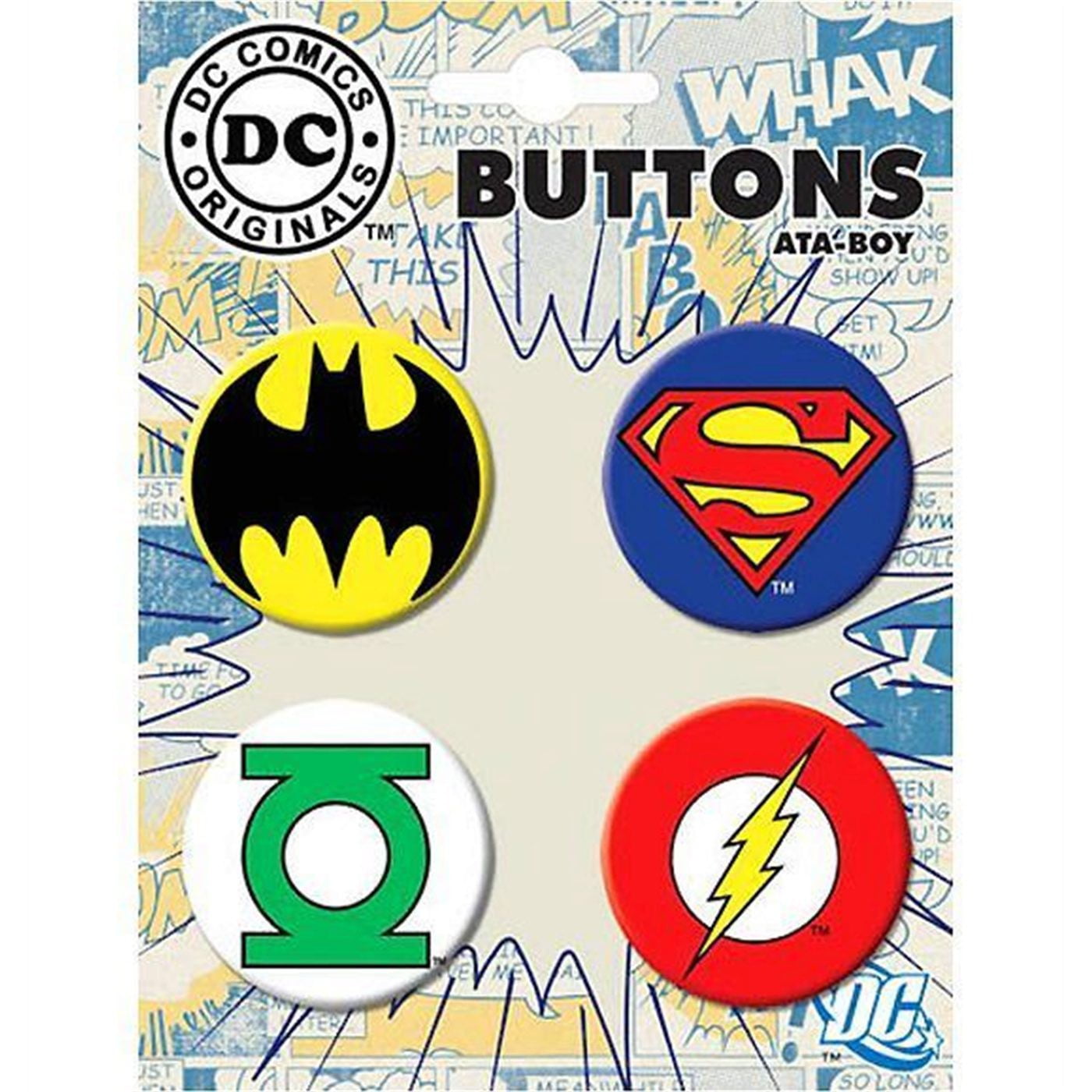 DC Comics Hero Symbols Set of 4 Buttons - Walmart.com