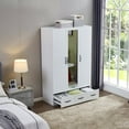 ModMakers 3-Door Wardrobe Armoire Closet with Mirror, Freestanding Wood ...