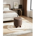 Round Leather Foot Rest Stool, Upholstered Small Ottoman Chair with ...