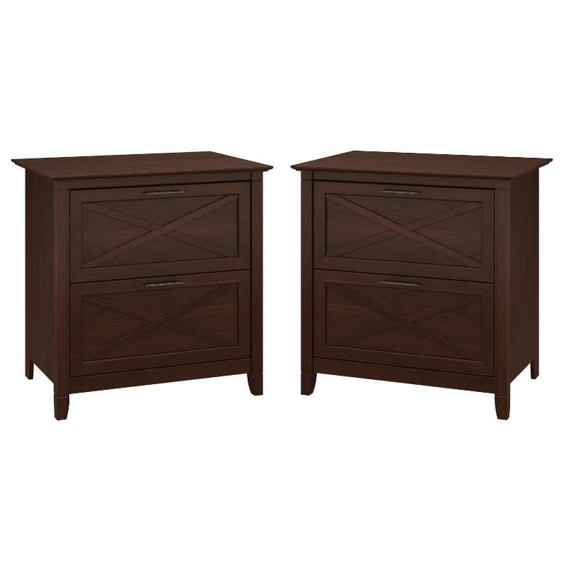 Home Square 2 Drawer Wood Filing Cabinet Set in Bing Cherry (Set of 2 ...