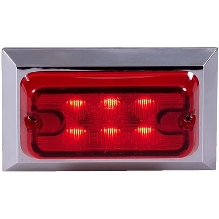 Maxxima M20321R Red Rectangular LED Clearance Marker Light with Chrome ...