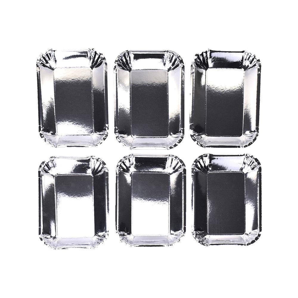 Metallic Finish Rectangular Paper Plates, Silver, 10-Inch, 6-Count ...