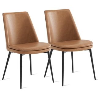 Chic Home Cooper PU Leather, Linen Swoop Arm Dining Chair, Set of 2 ...