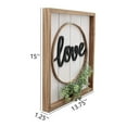 Parisloft Natural Wood Framed Love Sign with PVC Green Leaf, Farmhouse ...