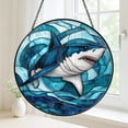 Shark Ocean Themed Stained Glass Style Suncatcher for Window Decor ...