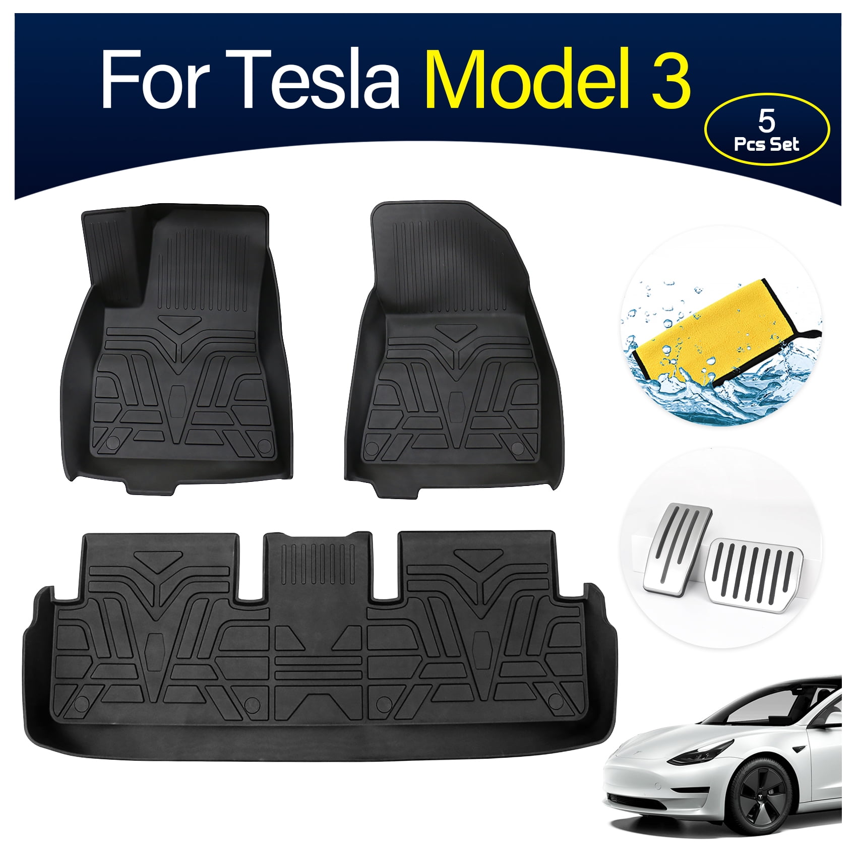 Floor Mats for Tesla Model 3, Set of 5 - Walmart.com