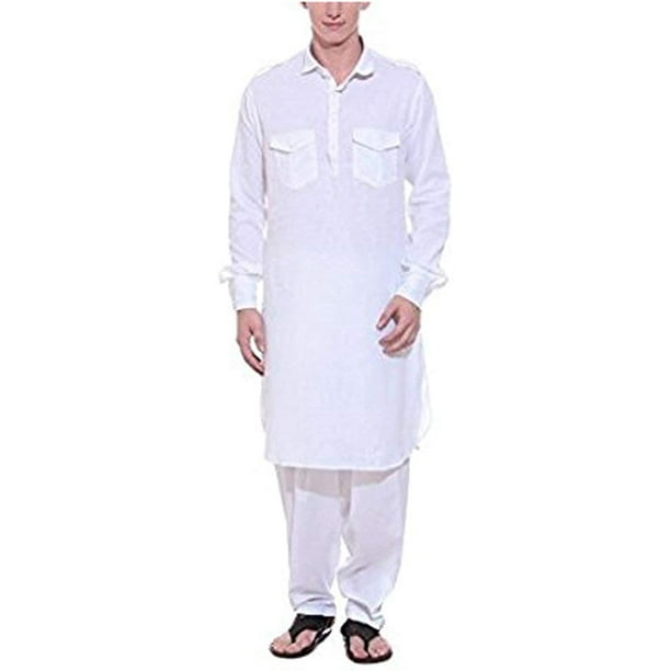 Royal Men's Super Luxury White Pathani Kurta & Salwar Set - Walmart.com