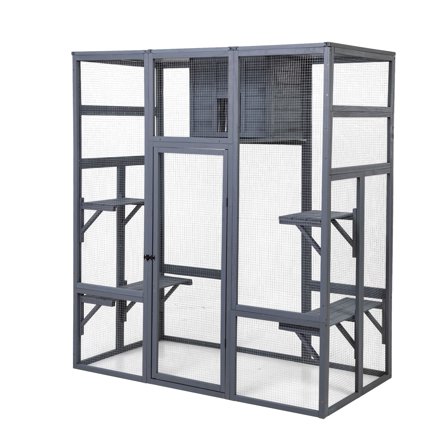 Omitree New Large Outdoor Weatherproof Multi Platforms Wooden Cat House ...