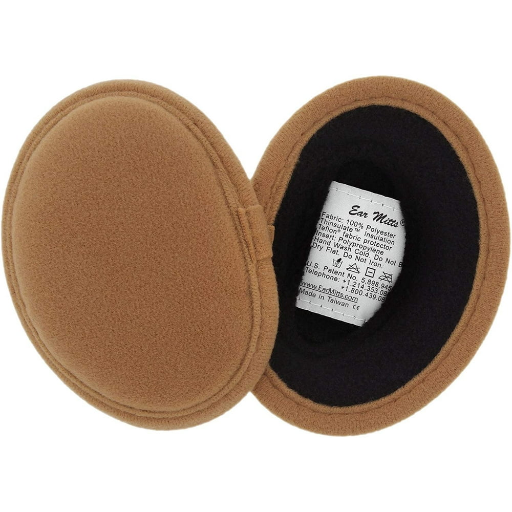 Ear Mitts Bandless Ear Muffs, Camel (Tan) Faux Suede Ear Warmers ...