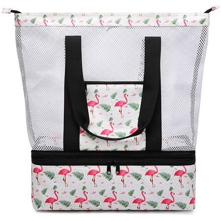 Surrme Mesh Beach Tote Bag with Cooler Insulated Detachable Pool Bags ...