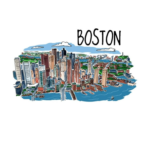 Boston, Massachusetts, Line Drawing (16x24 Giclee Gallery Art Print ...