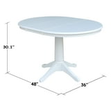 36" Round Dining Table with 12" Leaf - White - Walmart.com