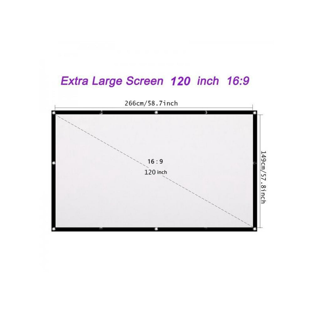 60-120 Inch Portable 16:9 White Outdoor Home Projector Curtain ...