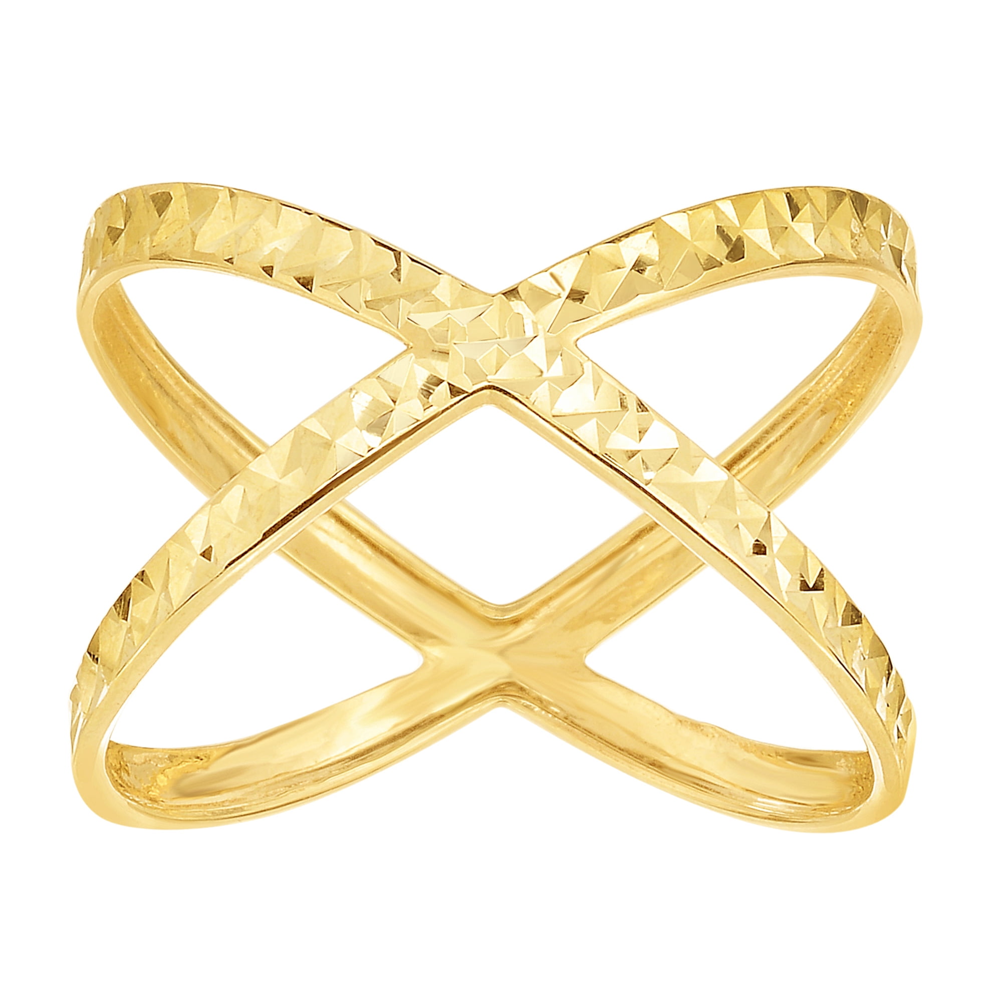 14K Yellow Gold Diamond Cut Cross Over X Design Fashion Ring | Walmart ...
