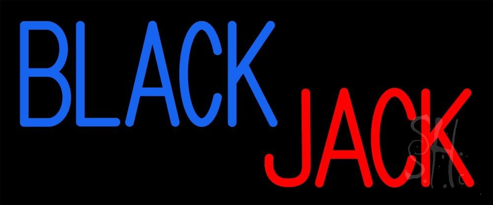 Singal Line Blackjack LED Neon Sign 6 x 15 - inches, Black Square Cut ...