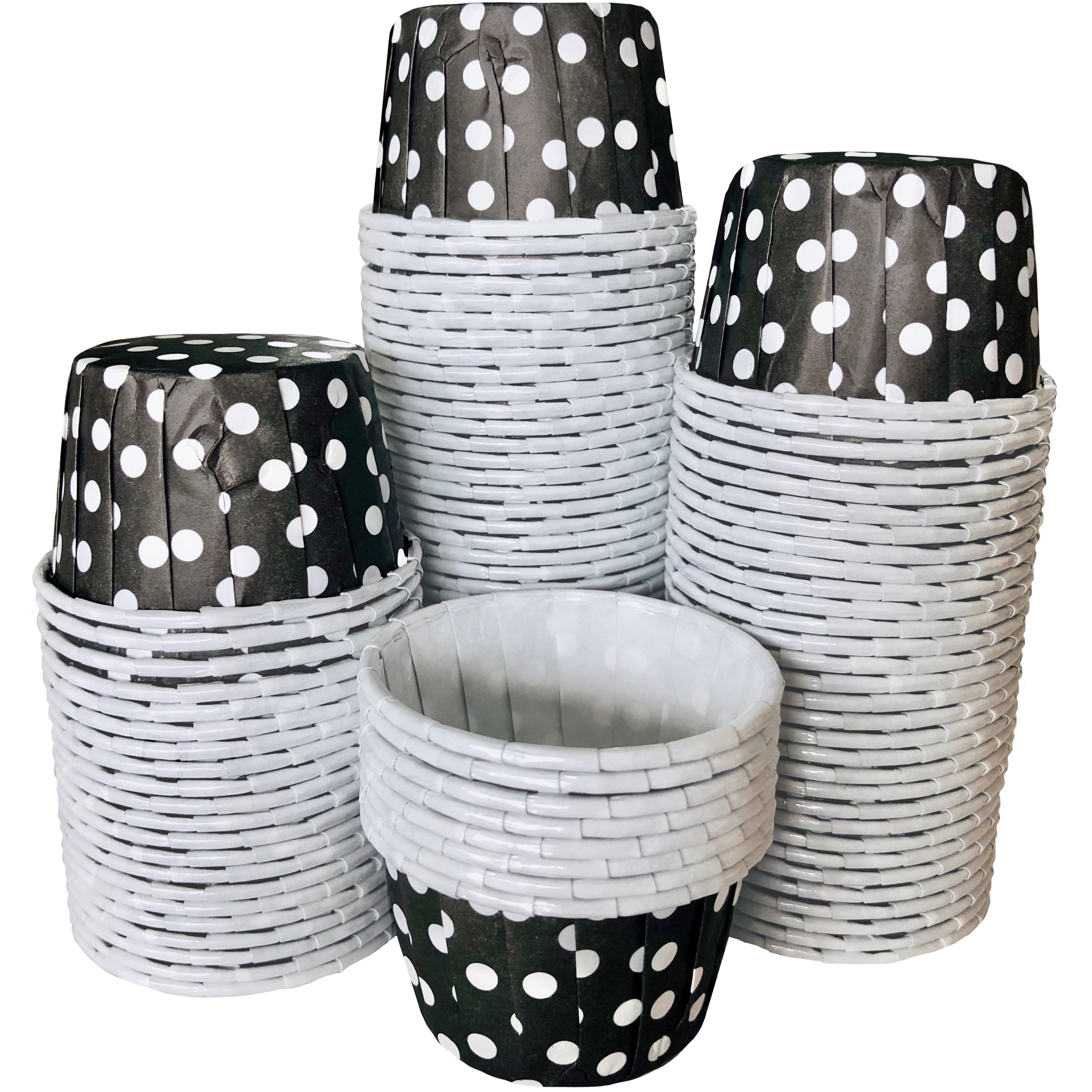 100 Black and White Paper Candy Nut Cups - Mini Baking Liners - Walmart.com