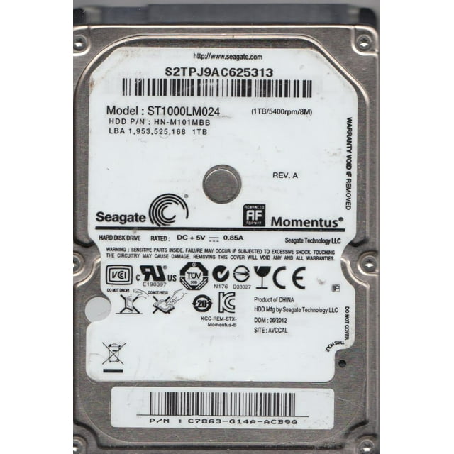 ST1000LM024, HN-M101MBB, FW 2AR10001, Seagate 1TB SATA 2.5 Hard Drive ...