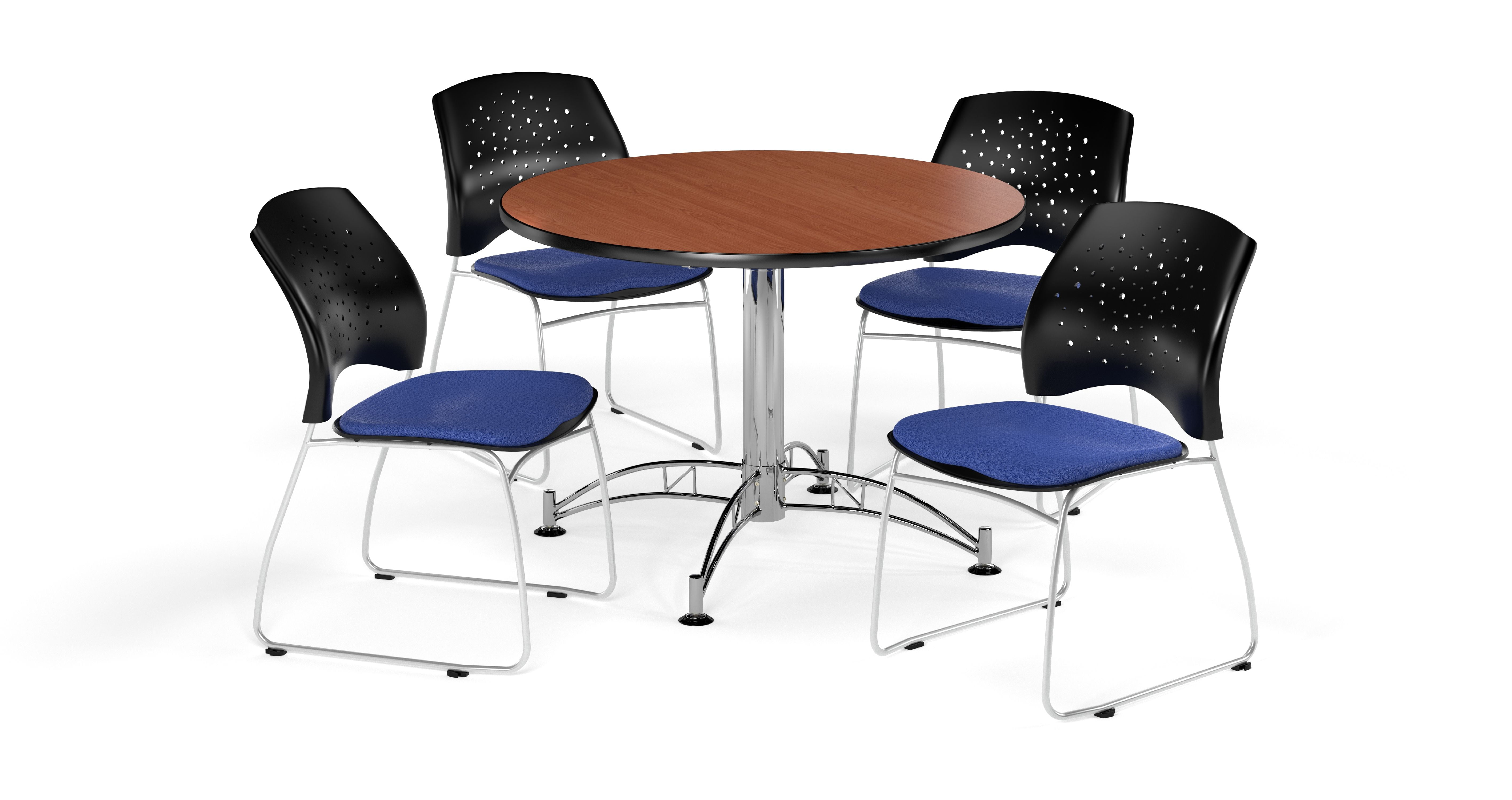 OFM Multi-Use Break Room Package, 42" Round Table with Stars Stack ...