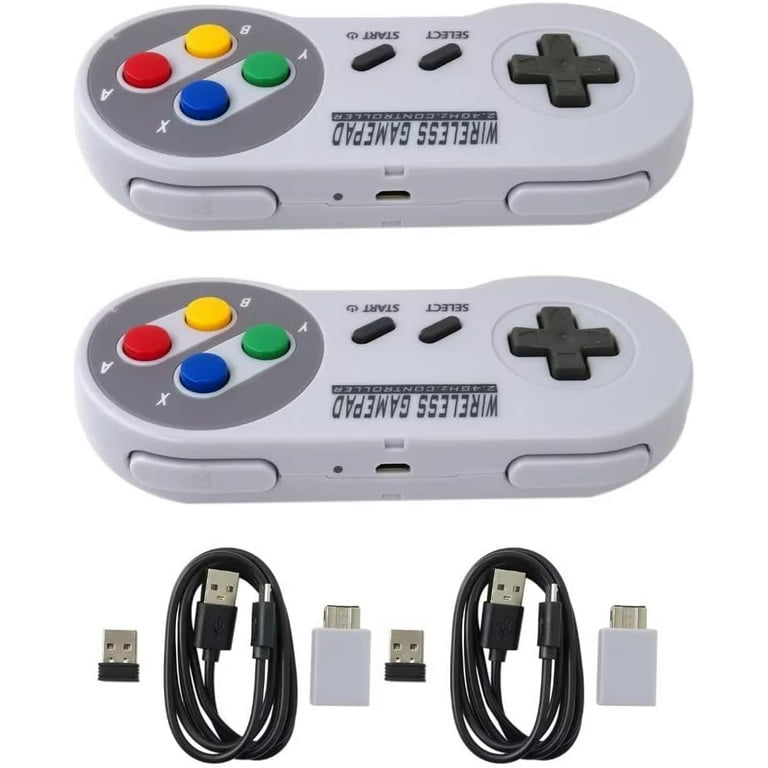 WYJ 2 Pack 2.4G Wireless Retro Controller Suitable for SNES Classic Version SNES Mini or SFC Classic Version SFC Mini Joystick Game Controller with USB Wireless Receiver Supported for PC 0614 Walmart....