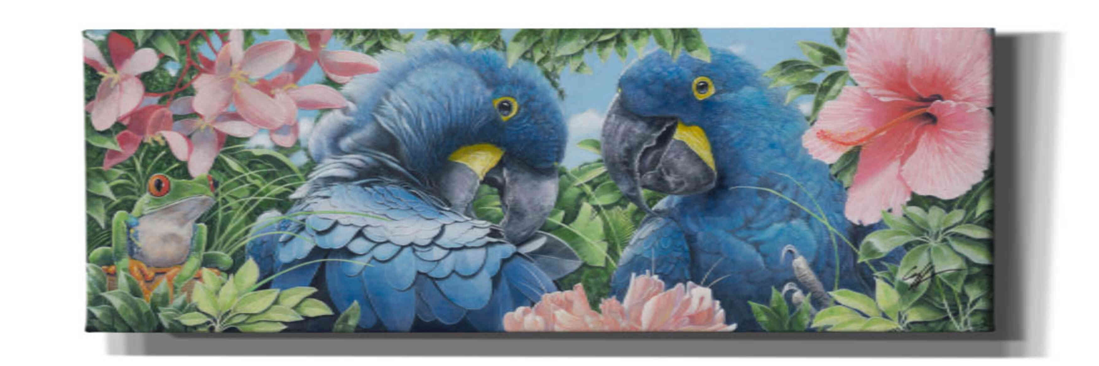 Epic Graffiti 'Blue Macaws' by Durwood Coffey, Canvas Wall Art, 60"x20 ...
