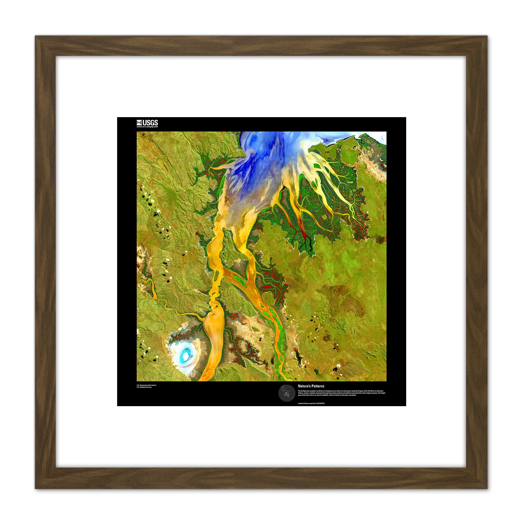 Earth Art USGS Nature Patterns 8X8 Inch Square Wooden Framed Wall Art ...
