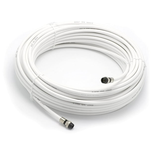 75' Feet, White RG6 Coaxial Cable with rubber booted - Weather Proof ...