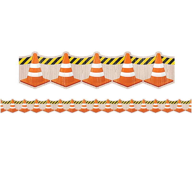 Under Construction Cones Die-Cut Border Trim, 35 Feet | Bundle of 10 ...