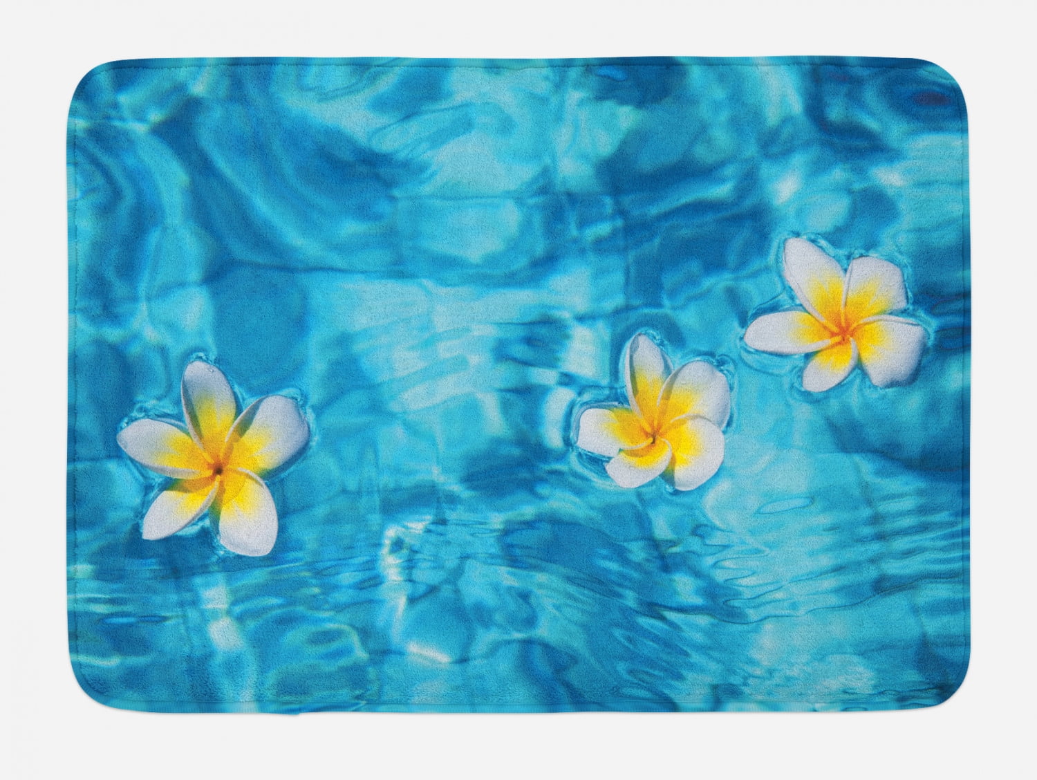 Hawaiian Bath Mat, Tropical Frangipani Flower Floating in Water Pool ...