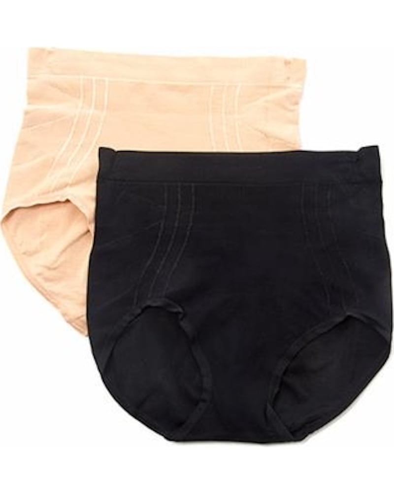 Belvia Comfia Tummy Control Shaping Briefs Black/nude 2pack (X-Large ...