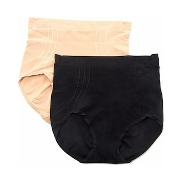 Belvia Comfia Tummy Control Shaping Briefs Black/nude 2pack (X-Large ...