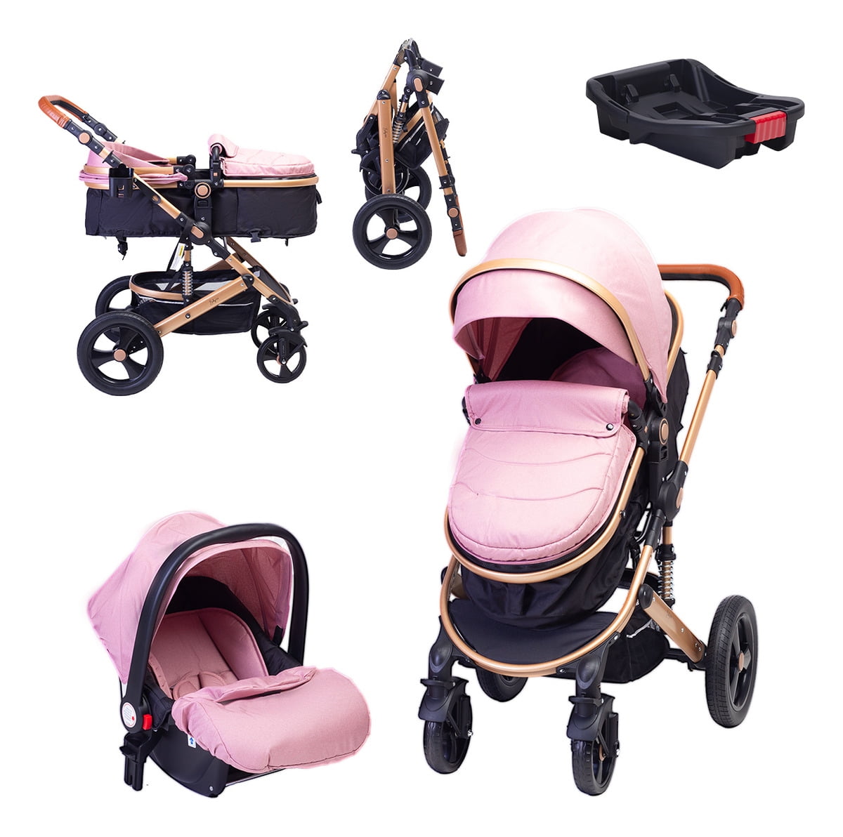 Carriola Para Bebé Baby Lux Travel Systen Con Portabebé Rosa/Negro ...