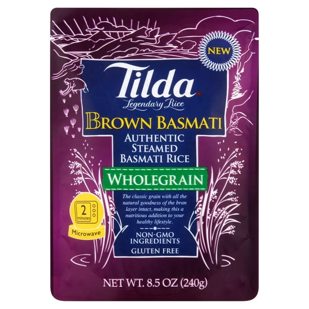 Tilda Wholegrain Brown Basmati Authentic Steamed Rice, 8.5 oz - Walmart.com