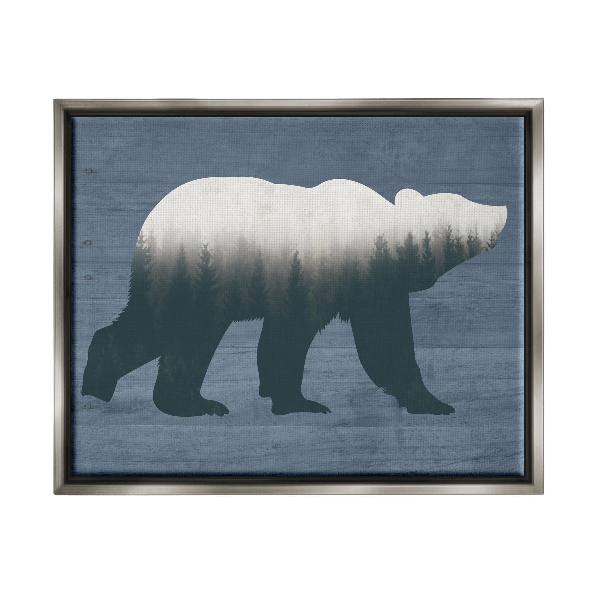 Stupell Industries Rustic Woodland Trees Bear Silhouette Grainy Pattern ...